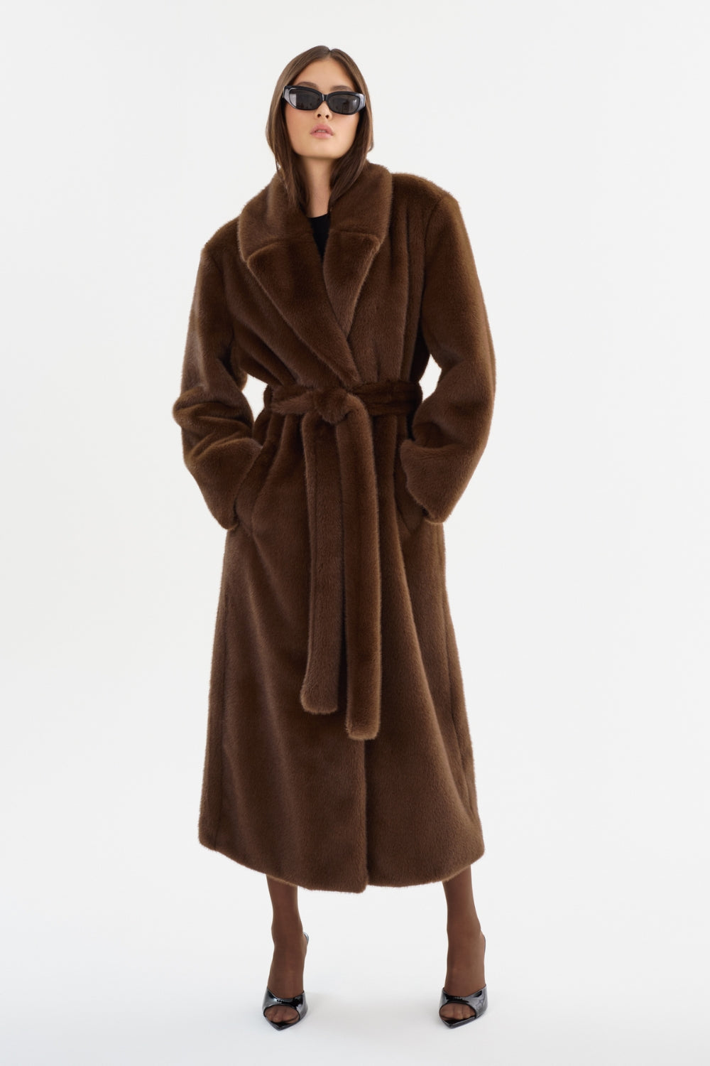 Darelle Faux Fur Maxi Coat - Walnut – The Wool Shed Australia